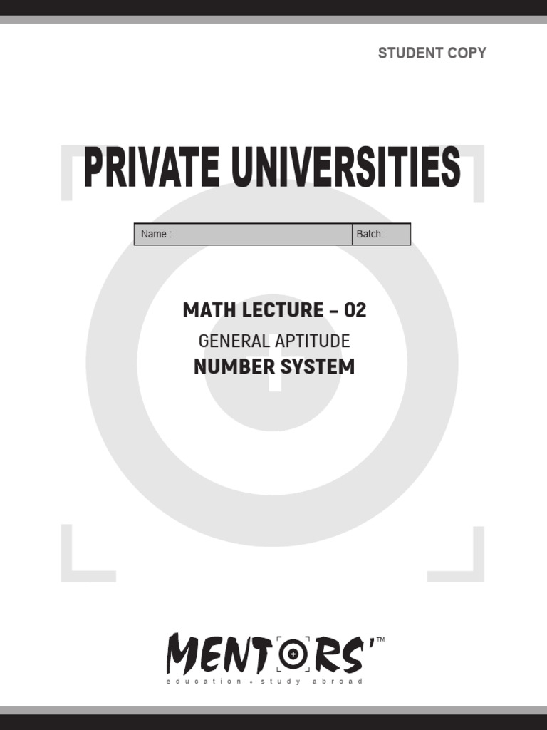 PU Maths Lecture-2 | PDF | Numbers | Integer
