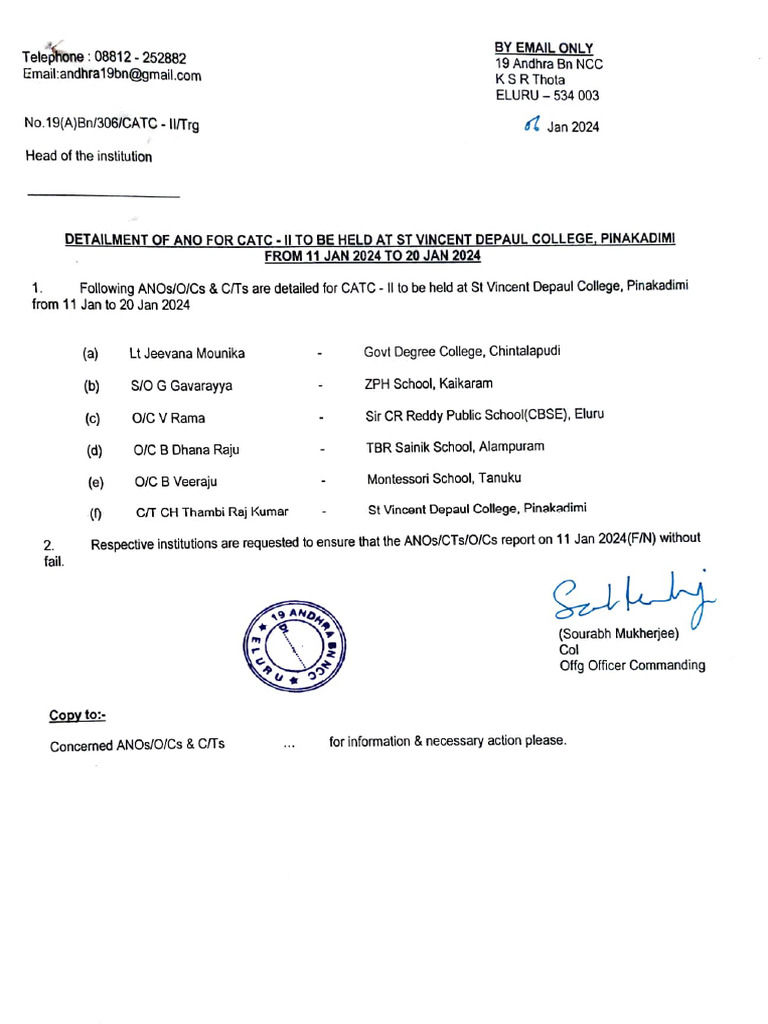 Detailment of ANO CATC - II at PINAKADIMI | PDF
