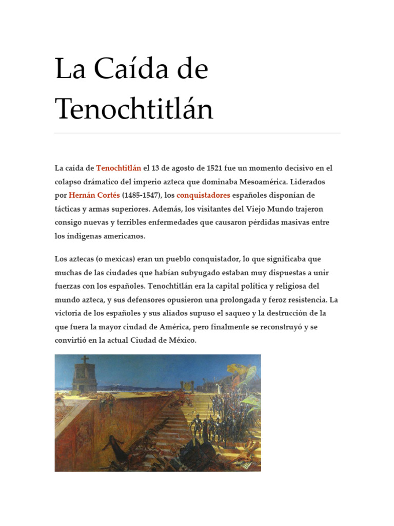 La Caída de Tenochtitlán 3 Oct 2024 | PDF | Hernán Cortés | Conquistador