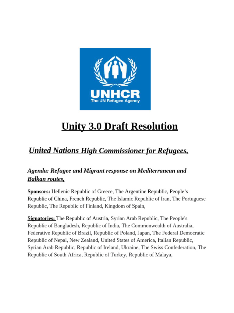 Draft Resolution - Unity 3.0 | PDF