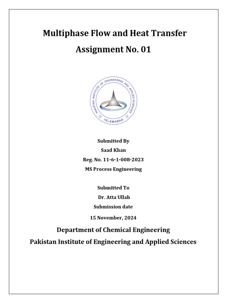 Saad Khan MFHT Assignment | PDF | Fluid Dynamics | Computational Fluid Dynamics