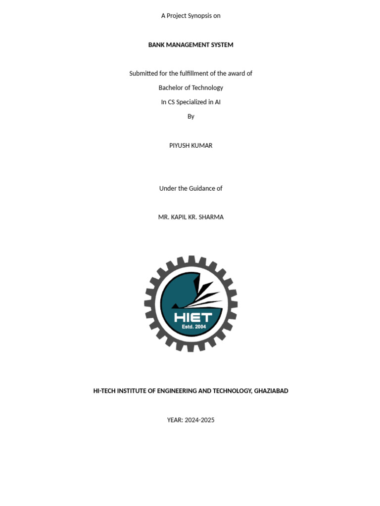 Bank Management System Project Overview | PDF | Software Testing ...