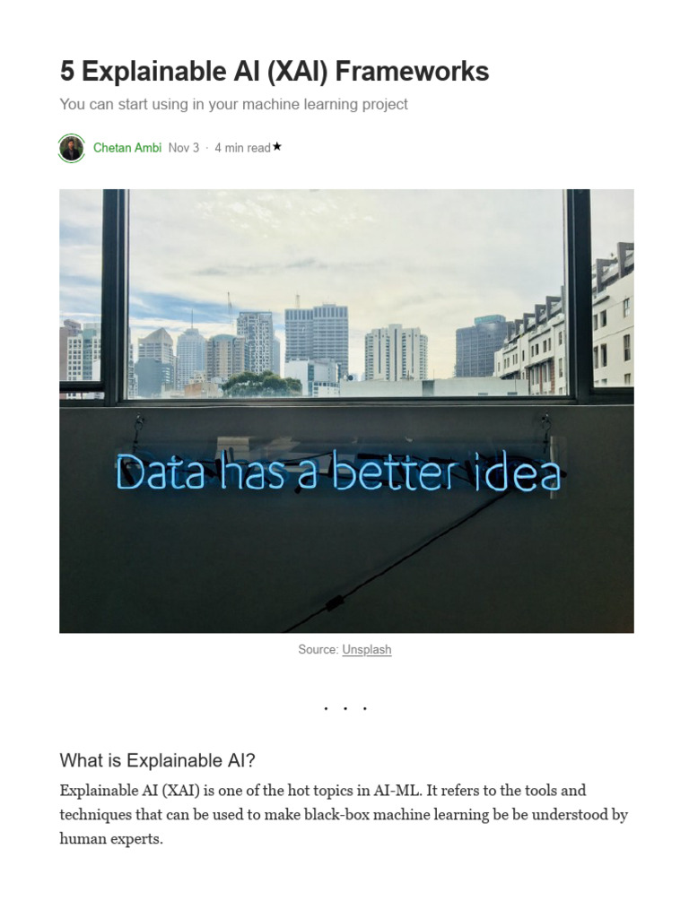 5 Explainable AI (XAI) Frameworks _ by Chetan Ambi _ Nov, 2020 _ Medium ...