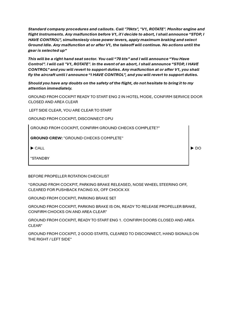 Standard company procedures and callouts | PDF