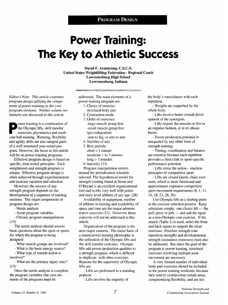 Power Training - The Key To Athletic Success | PDF