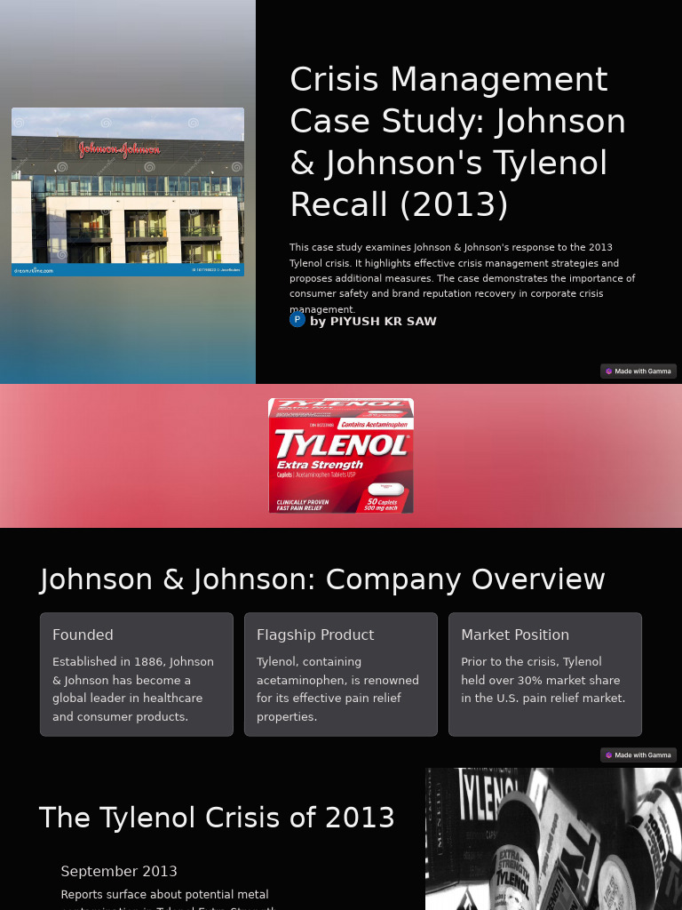 Johnson & Johnson's 2013 Tylenol Recall | PDF | Crisis Management ...