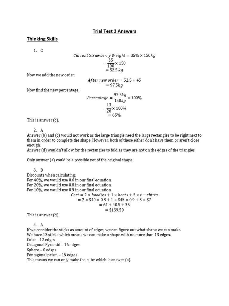 Thinking Skills 3 Solutions | PDF | Shape