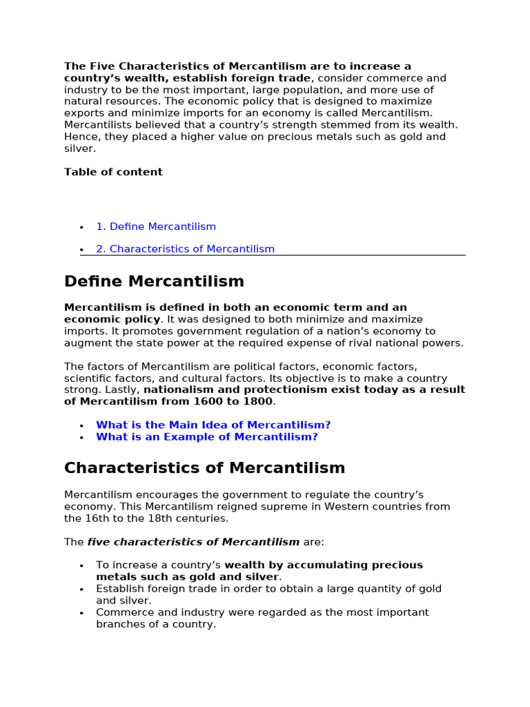 Mercantilism | PDF