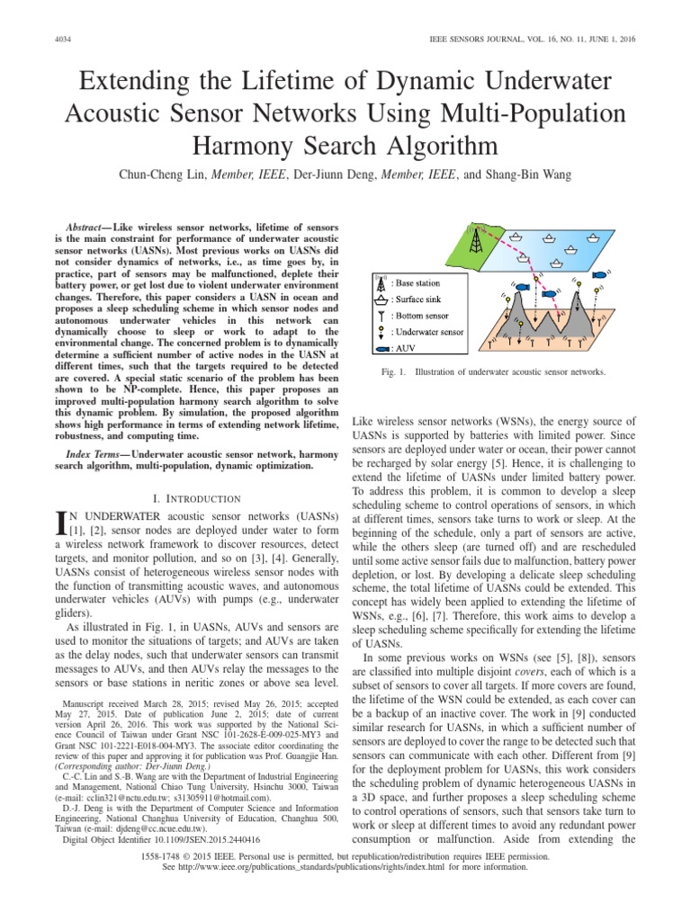 Extending the Lifetime of Dynamic Underwater | PDF | Wireless Sensor Network | Applied Mathematics