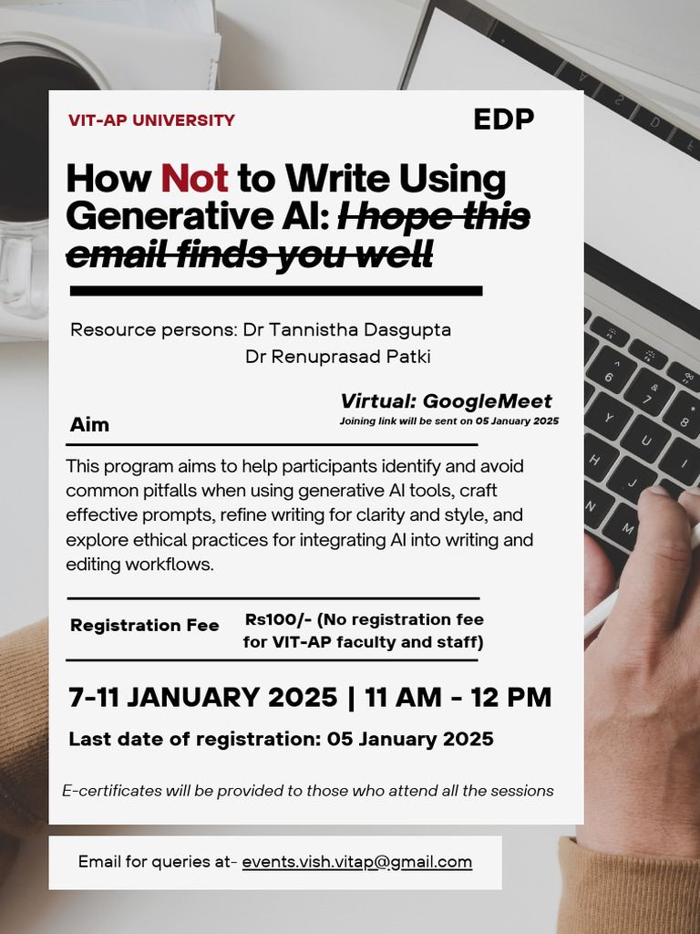 EDP Poster_How Not to Write Using Generative AI_VIT-AP University | PDF