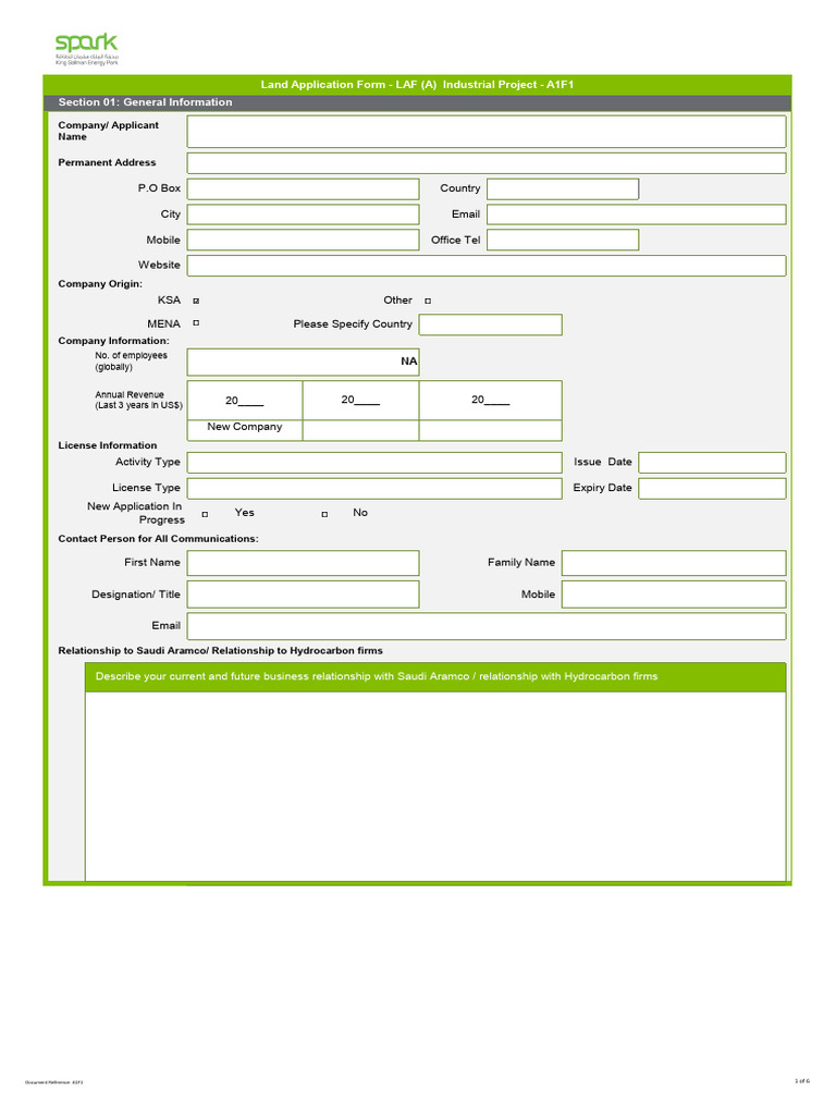 A1F1 - Land Application Form | PDF | Waste | Hazardous Waste