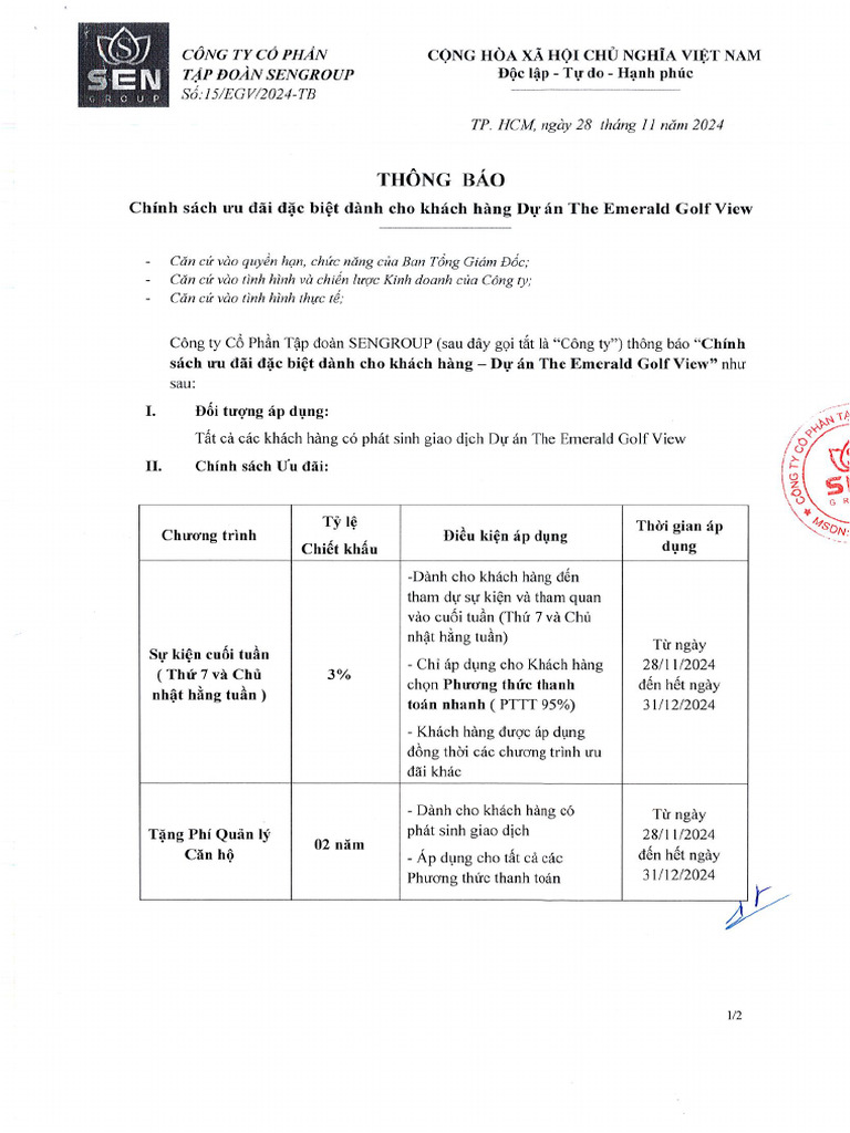 Chính Sách Cho KH - EGV T12 | PDF