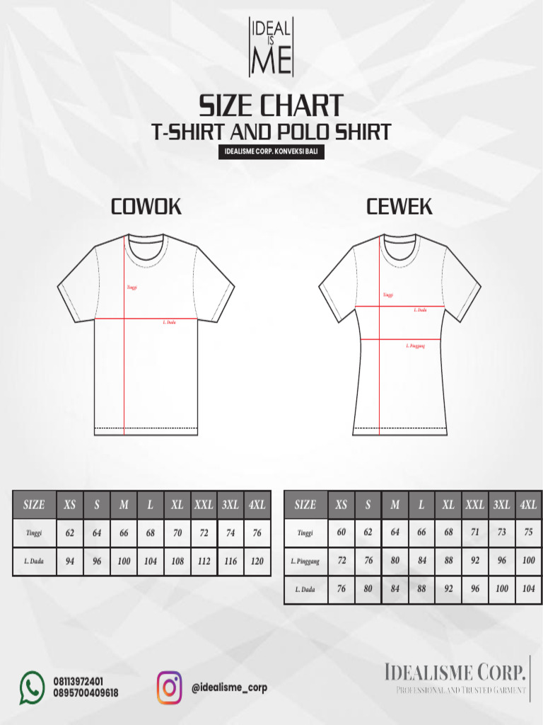 Size Chart Polo Dan Tees | PDF