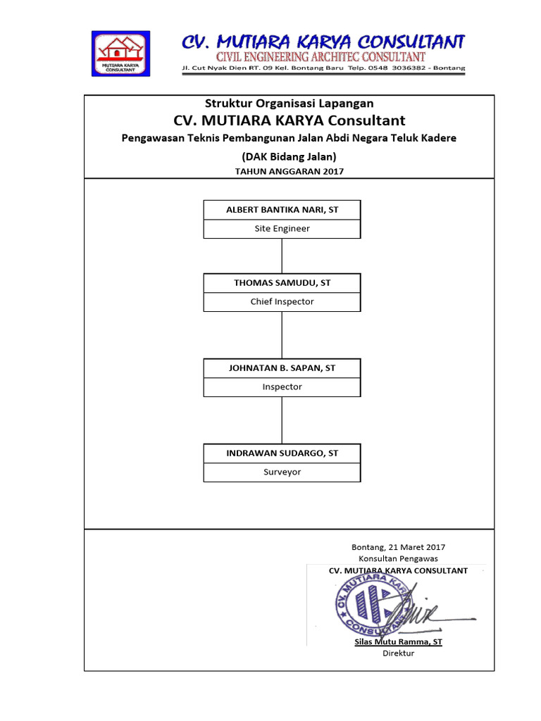 Struktur Konsultan Teluk Kadere | PDF