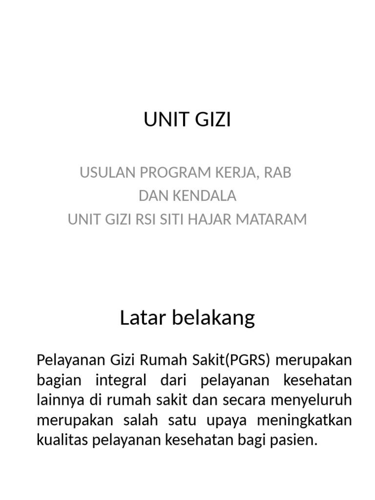 Proker, Rab, Kendala Unit Gizi 2024 | PDF