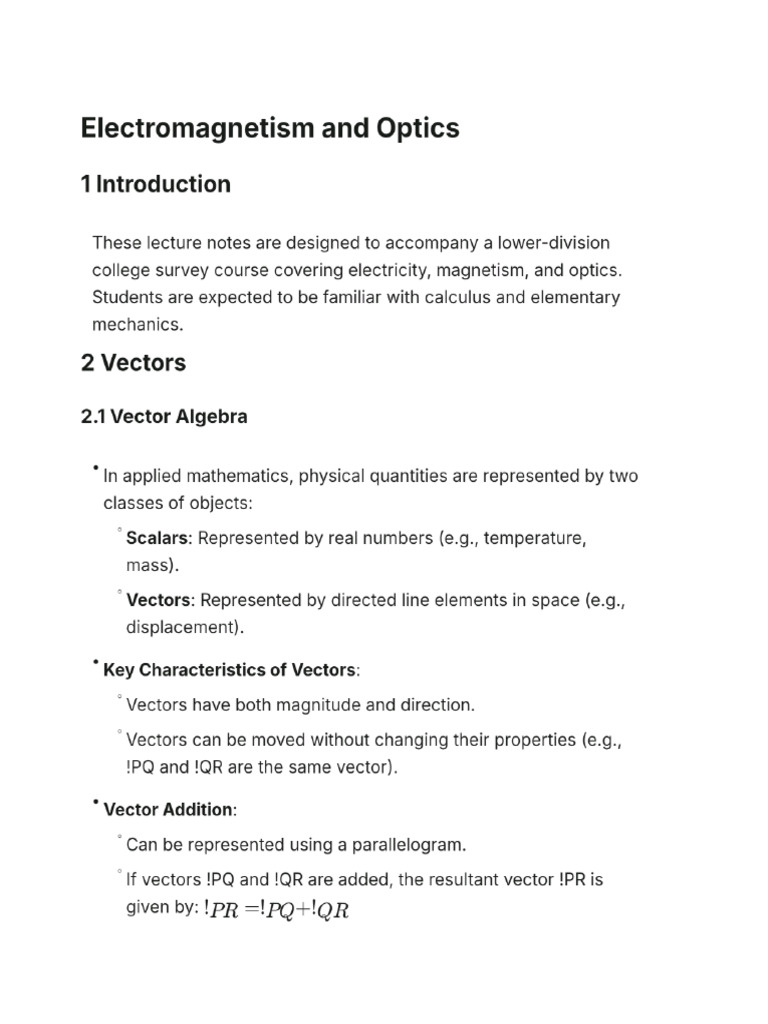 Electromagnetism & Optics | PDF