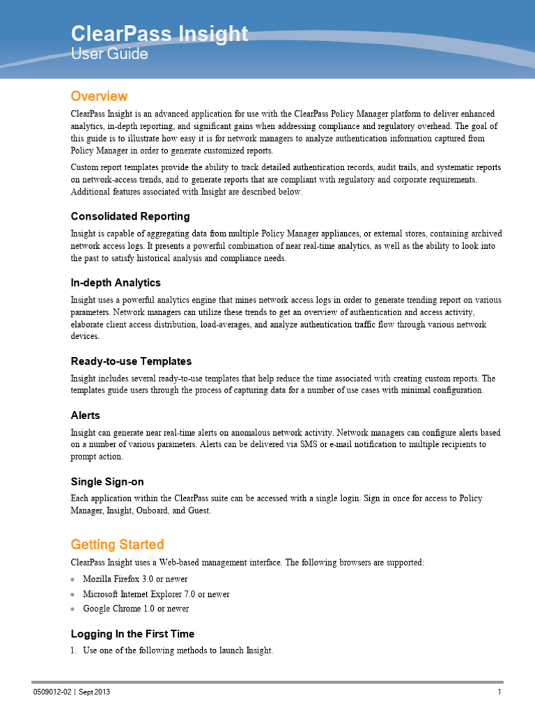 ClearPass Insight User Guide | PDF | Radius | Login