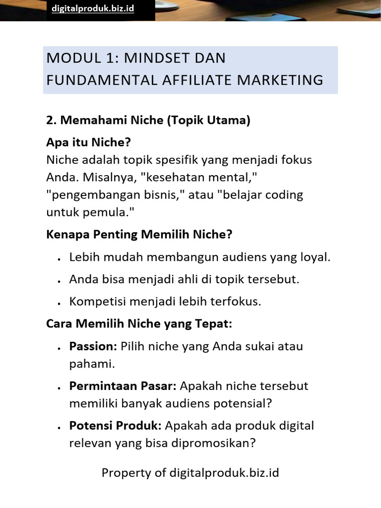 Memilih Niche Tepat di Affiliate Marketing | PDF
