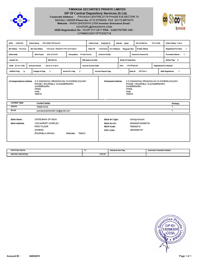 CDSL_WELCOME_LETTER_04832619 | PDF
