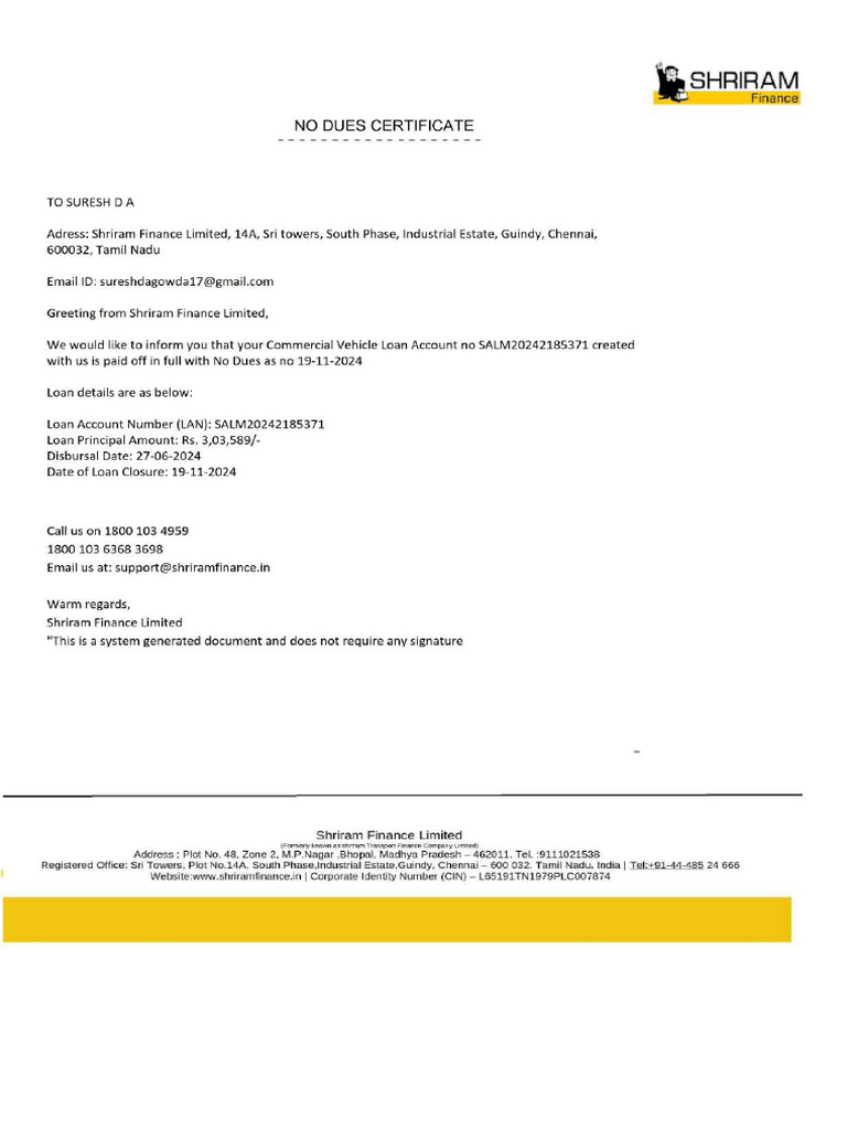 Commercial Vehicle NOC | PDF