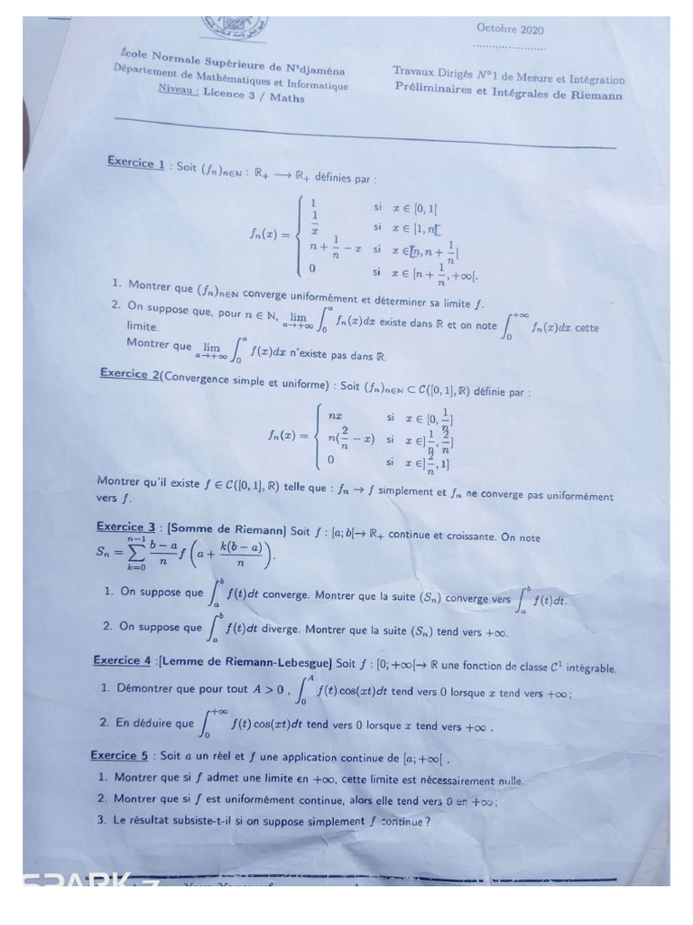 Mesure Et Intégration S5 TD-1 | PDF