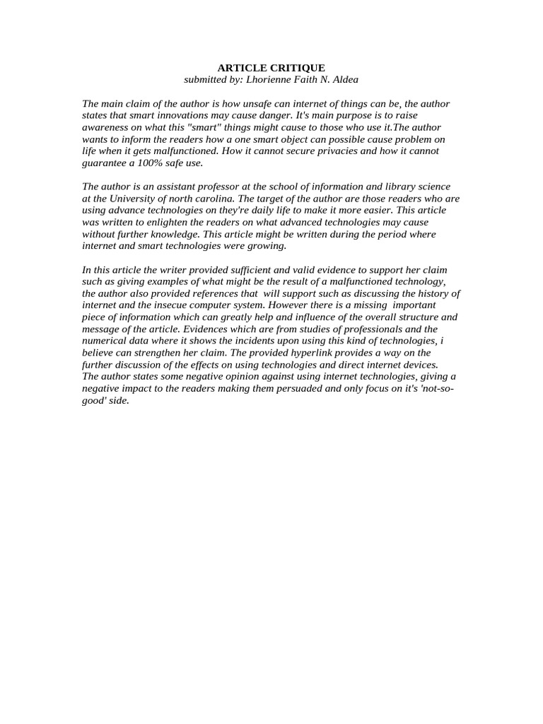 Article Critique | PDF