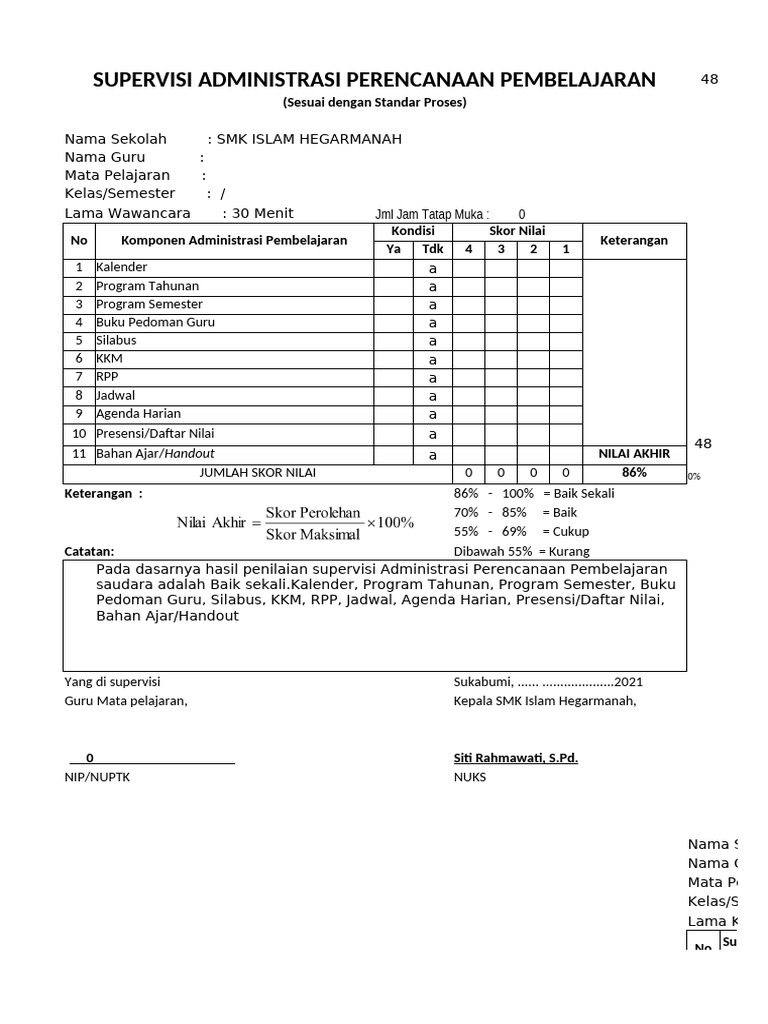Laporan Hasil Supervisi 2022-2023 | PDF