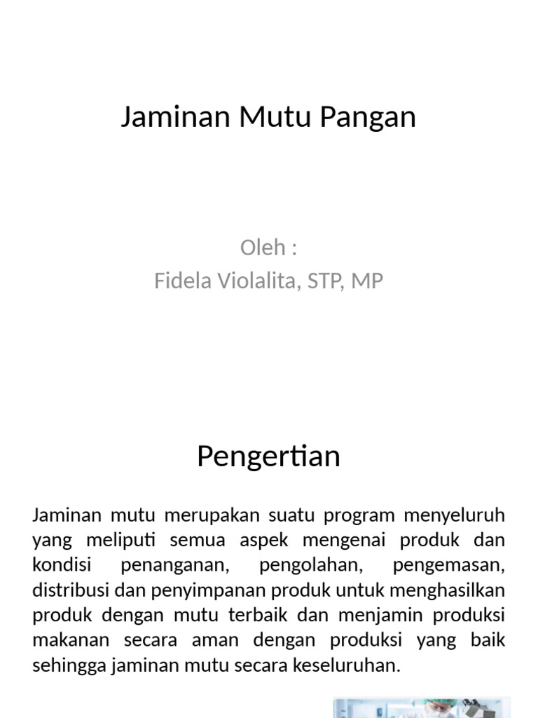 Jaminan Mutu Pangan 2021 | PDF