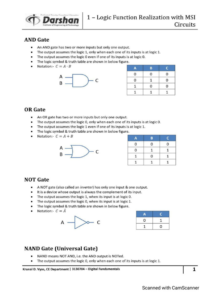 1.1 Introduction To Logic Gates | PDF