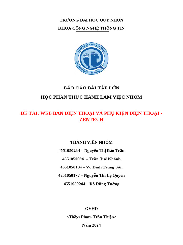 Web Bán Điện Thoại Và Phụ Kiện Điện Thoại Zentech(Nhóm 3) | PDF