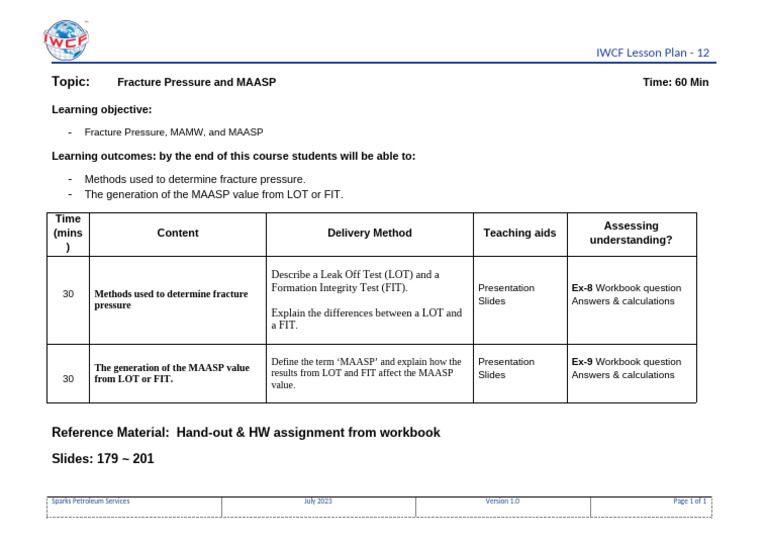 12 L2 Fracture Pressure and MAASP-LP - 29may2020 | PDF