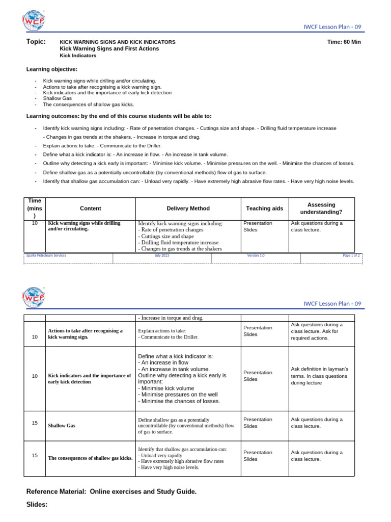 l2 Kick Warning Signs and Kick Indicators - Lp-July2023 | PDF | Gases
