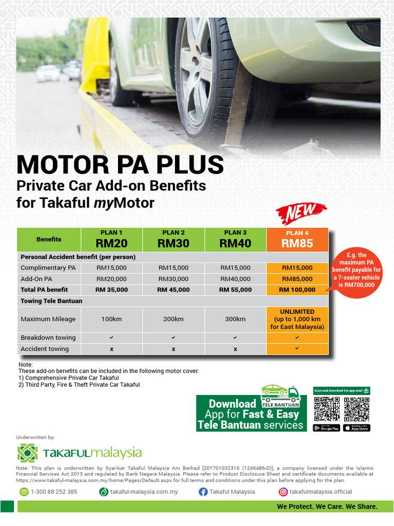 Takaful Malaysia Motor PA Plus Plans | PDF | Vehicles | Land Vehicles