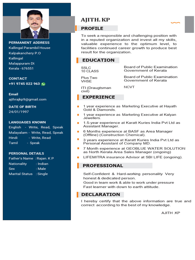 AJITH K P - CV | PDF AJITH K P - CV | PDF