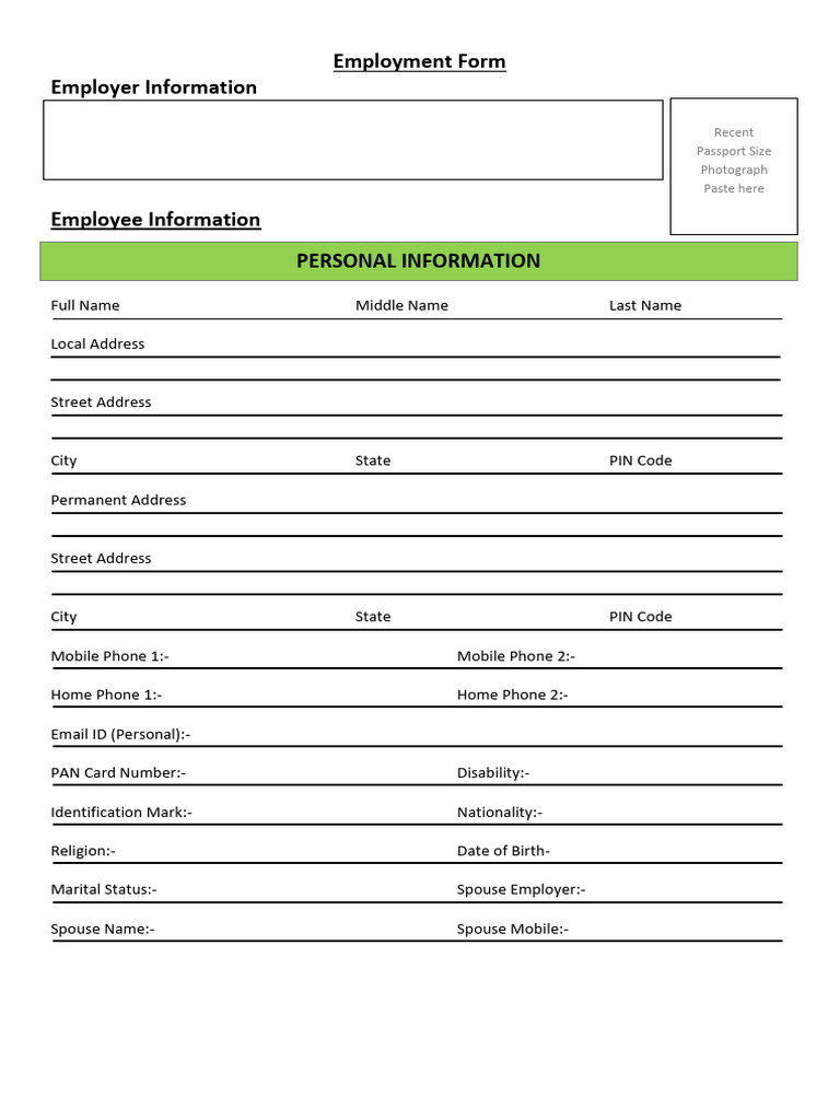 Employee Joining Form Complete Ver 1.0 | PDF | Identity Document ...