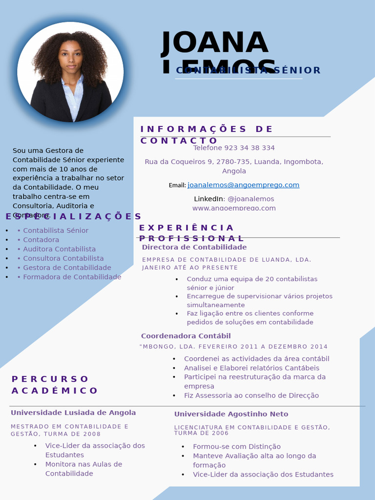 CV1 Novo Modelo Ango Emprego | PDF | Contabilidade | Contador