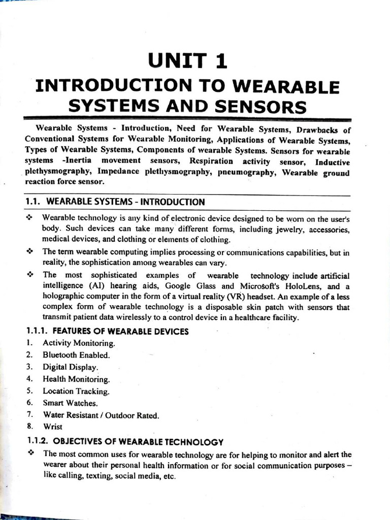 WB Unit 1 Wearable Devices | PDF