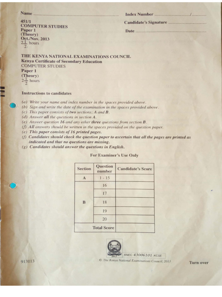 kCSE 2013 P1 | PDF