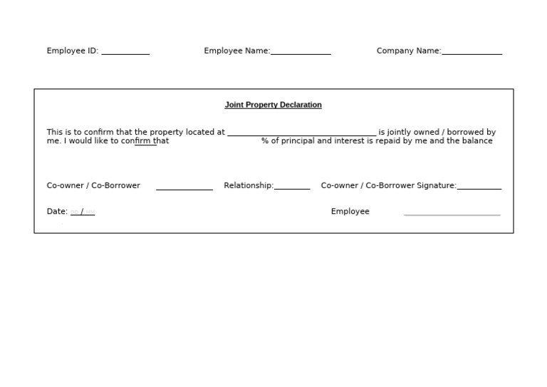 Joint Property Declaration | PDF