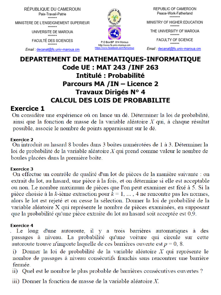 TD #4 Mat 243 + Inf 263 L2 2023-2024 | PDF