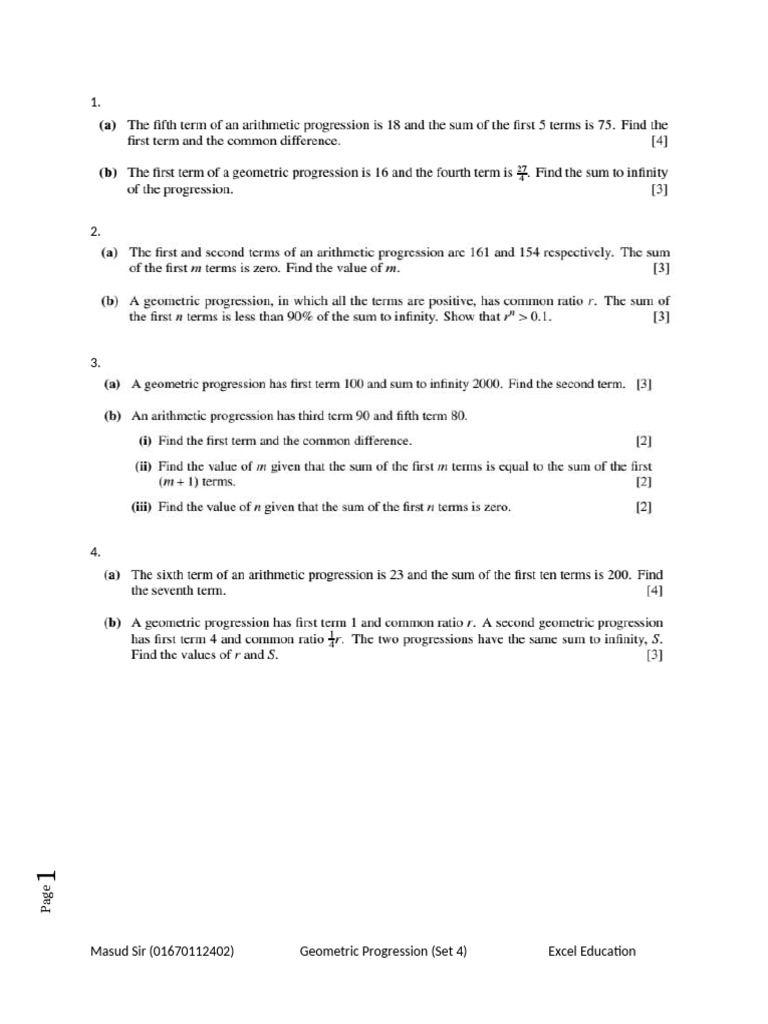 Geometric Progression Set 5 Complete | PDF