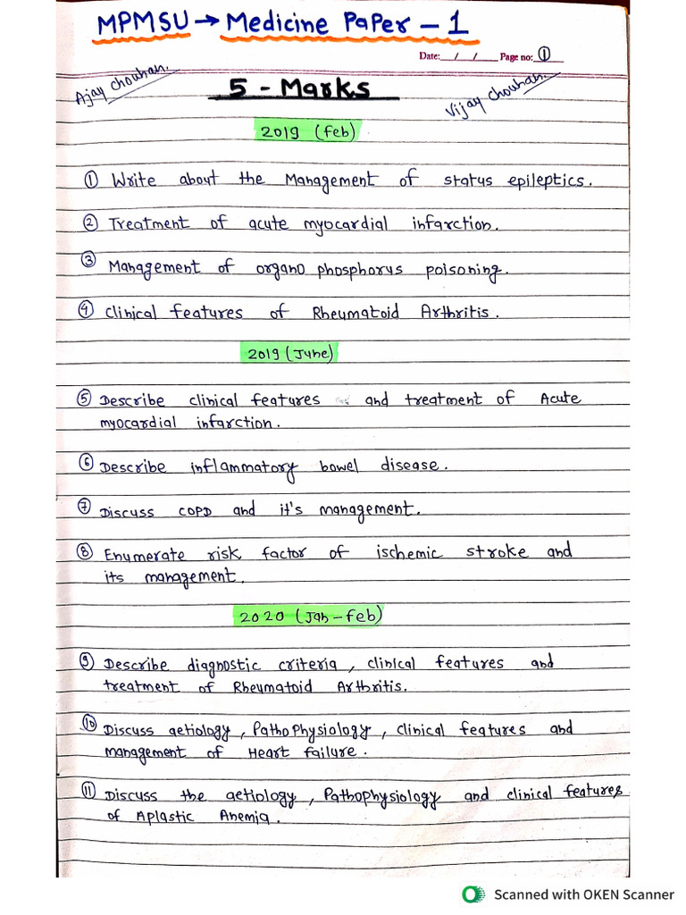 MPMSU Medicine Paper-1 (New) | PDF
