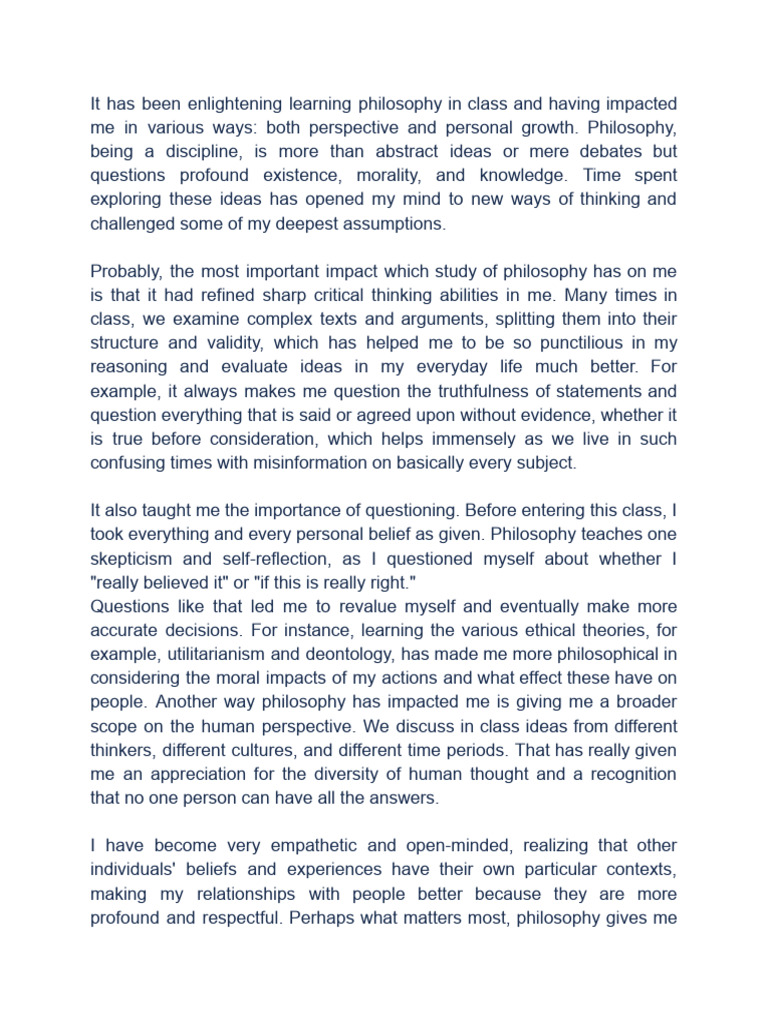 Philosophy-Reflection Quanico | PDF | Liberal Arts Education | Epistemology