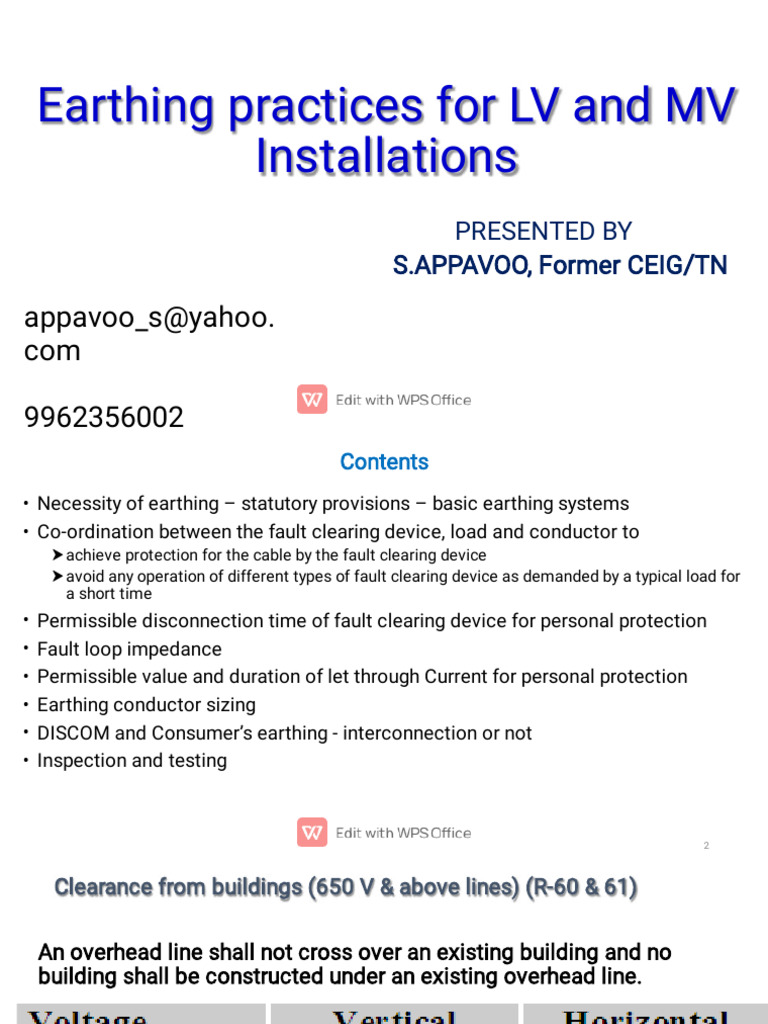 Earthing LV MV Installations | PDF | Power (Physics) | Electrical ...