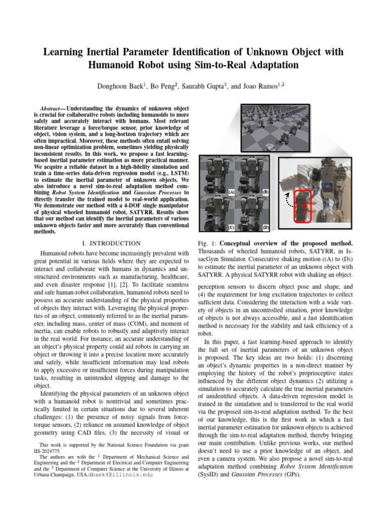 Learning Inertial Parameter Identification of Unknown Object 1lk7y2c4k2 | PDF | Force | Simulation