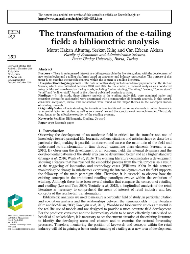 T Anh - The Transformation of The Field - A Bibliometrics Analysis | PDF | Data | Behavior