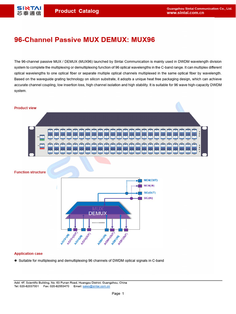 integrated-muxdemux-96ch | PDF | Wavelength Division Multiplexing | Multiplexing