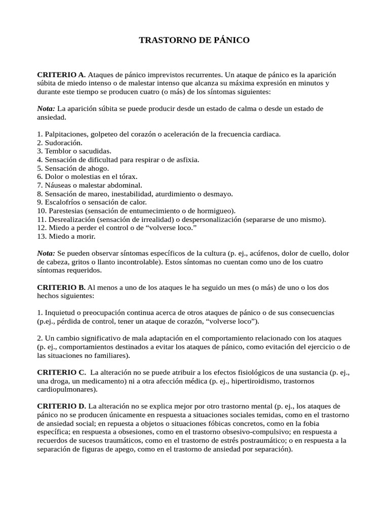 Pánico Según El DSM-5 | PDF | Ataque de pánico | Psicología anormal