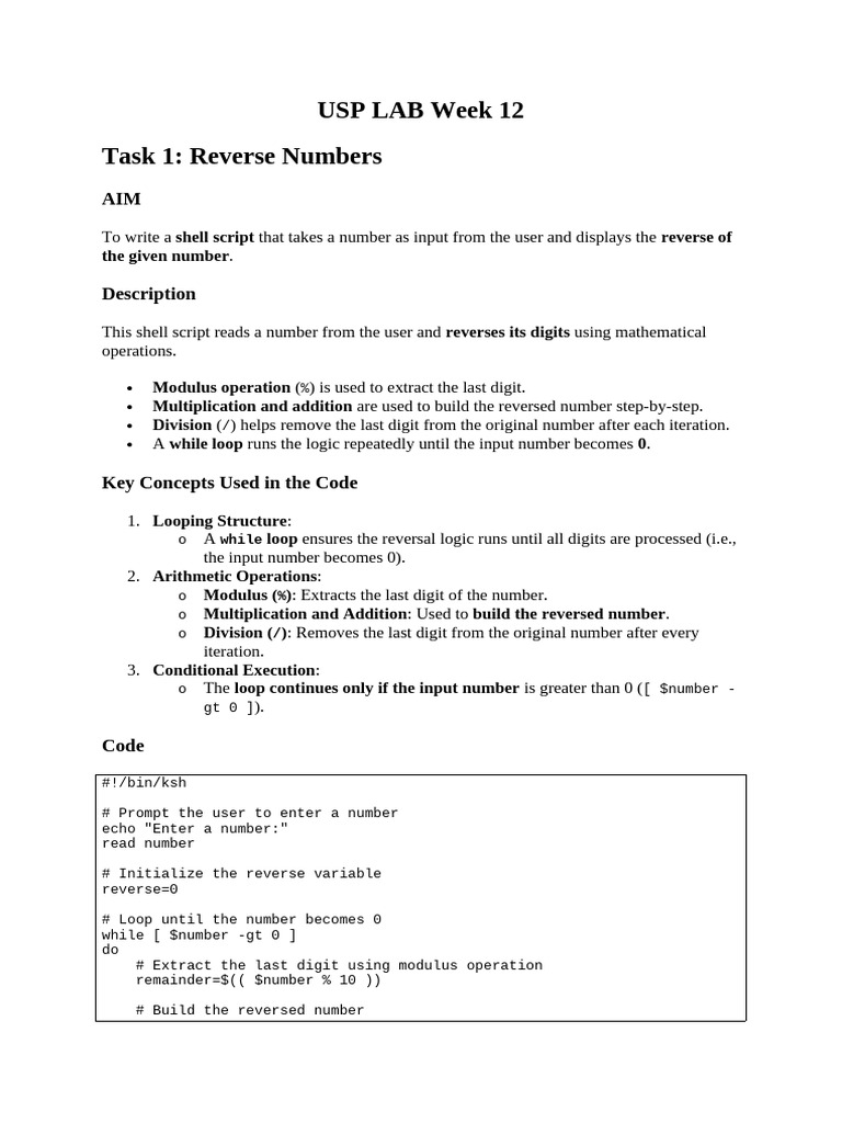 Week 12 Usp Lab Programs | PDF | Control Flow | Shell (Computing)