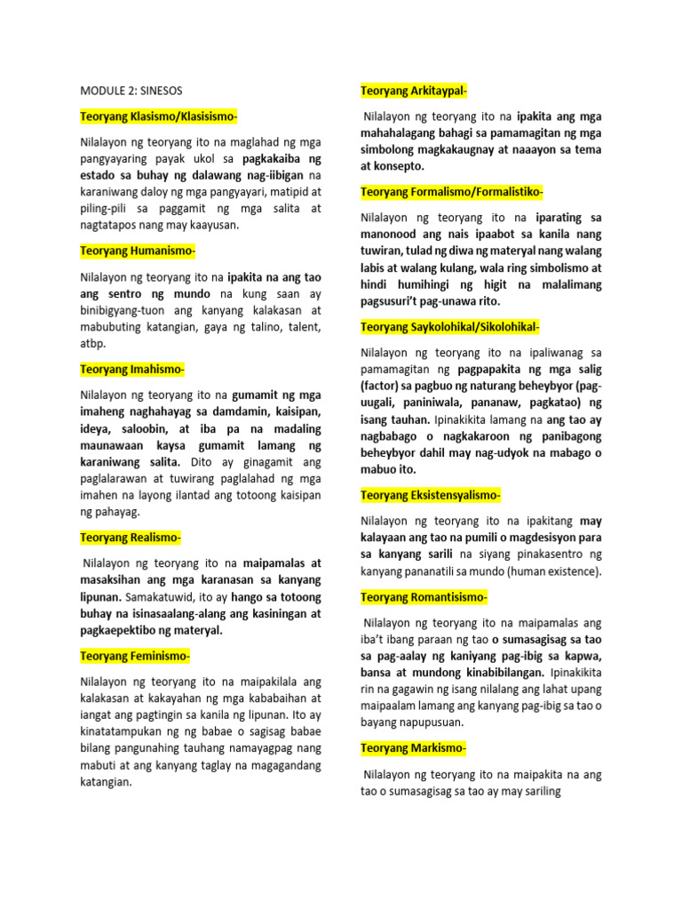 Module 2-Sinesos Reviewer | PDF